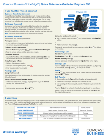 Comcast Polycom 335 Quick Reference Guide | Manualzz