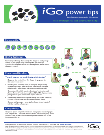 iGo Power Tips | Manualzz