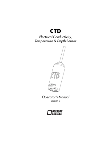 CTD Sensor Operator's Manual | Manualzz