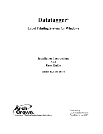 Datatagger Label Printer System User Guide | Manualzz