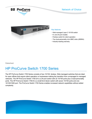 HP ProCurve 1700-24 Datasheet | Manualzz