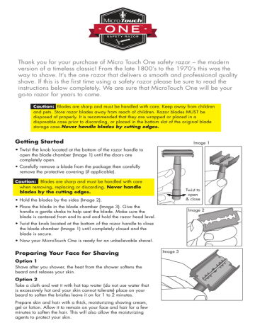Micro Touch One Safety Razor User Manual | Manualzz