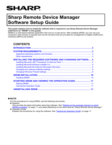 Sharp Remote Device Manager Software Setup Guide | Manualzz