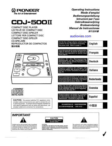 Pioneer CDJ 500II compact disc player Operating Instructions | Manualzz