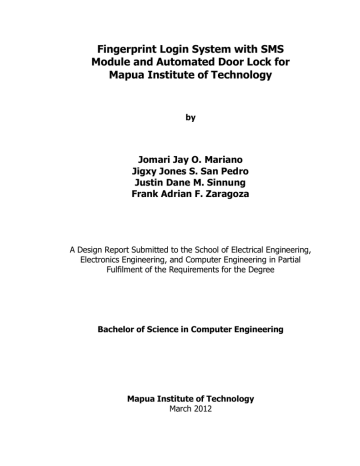 Fingerprint Login System Design Report | Manualzz