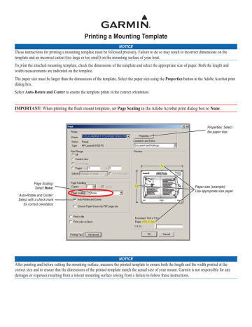 Garmin echoMAP™ 50s Mount Template | Manualzz