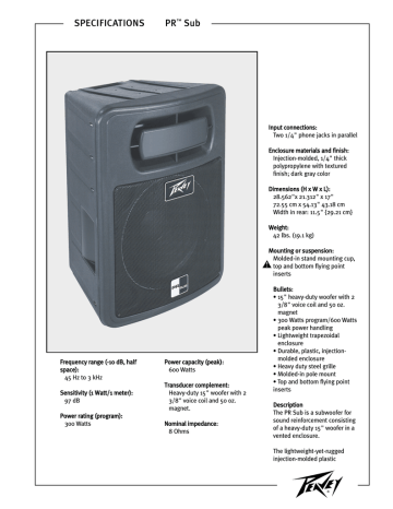 Peavey PR 15 Subwoofer Owner Manual | Manualzz