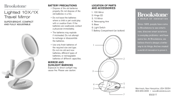 Brookstone Lighted 10X/1X travel mirror User Manual | Manualzz