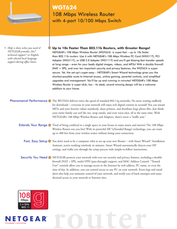Netgear Super-G WGT624 Specifications | Manualzz