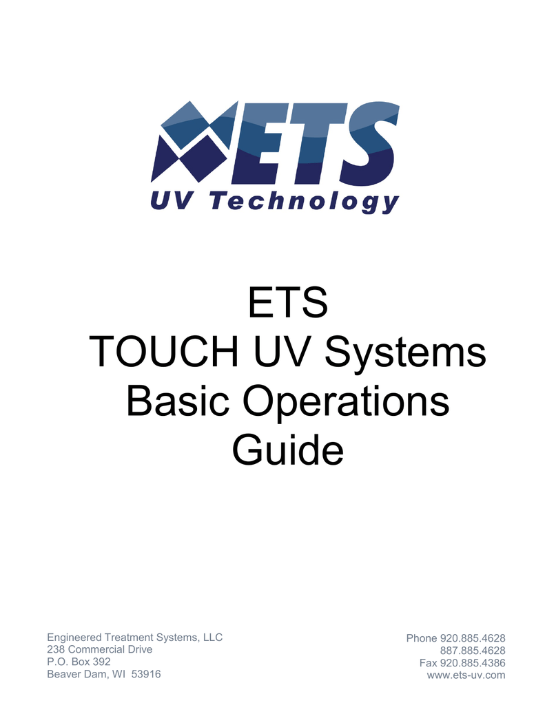 ETS TOUCH UV Systems Basic Operations Guide | Manualzz