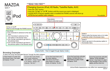 Mazda car media receivers CX-7 Quick Reference Card | Manualzz