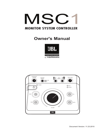 JBL MSC1 Monitor system controller Owner's Manual | Manualzz