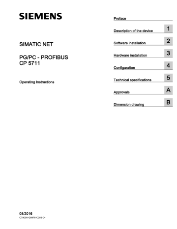 Communications Processor SIMATIC NET CP 5711 Operating Instructions ...