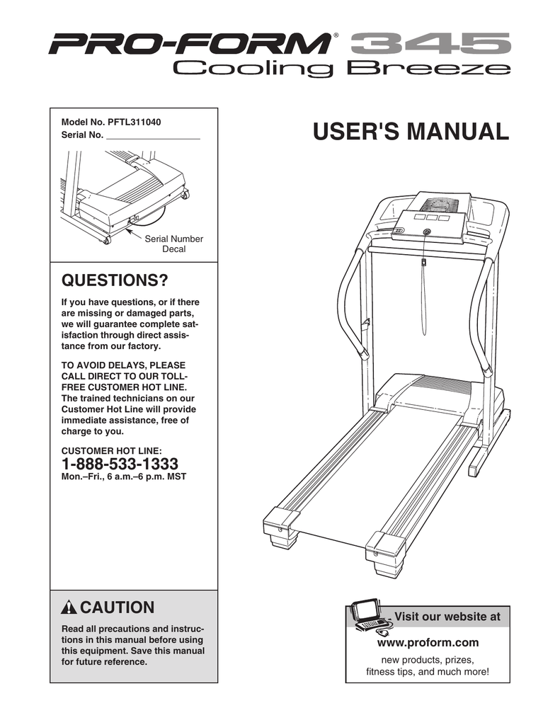 ProForm PFTL311040 Treadmill User manual | Manualzz