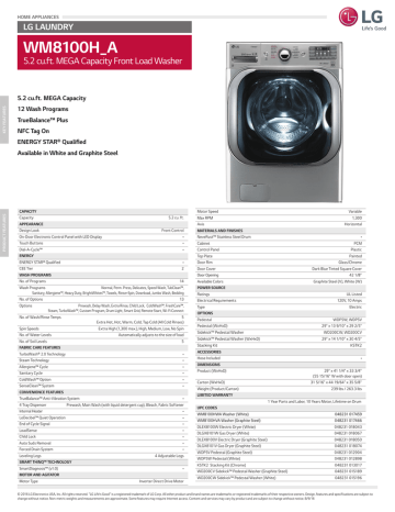 LG WM8100HVA Washer Specification | Manualzz