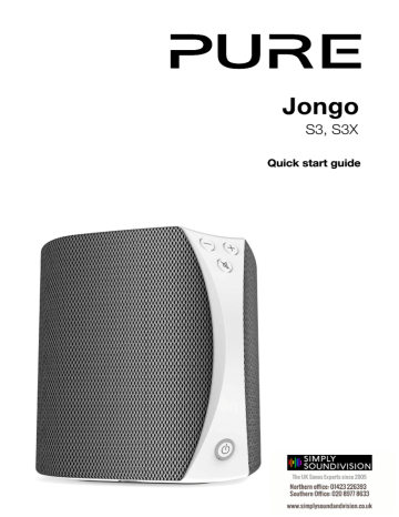 Pure Jongo S3, Jongo S3X Quick start guide | Manualzz