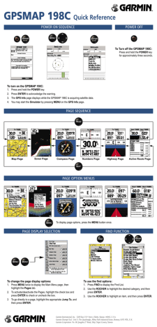 Garmin GPSMAP® 198C Sounder Quick Reference Guide | Manualzz