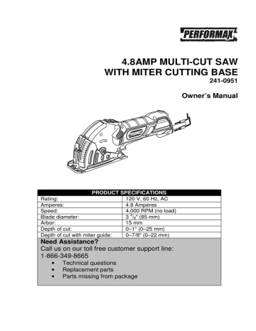 Performax 241-0950 Owner's Manual | Manualzz
