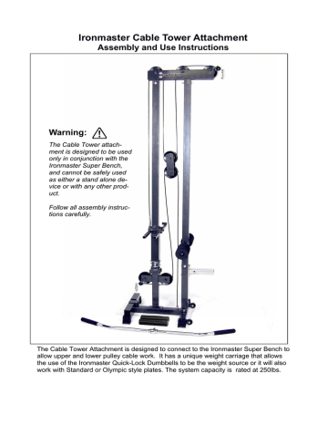 Ironmaster Cable Tower Assembly And Use Instructions | Manualzz
