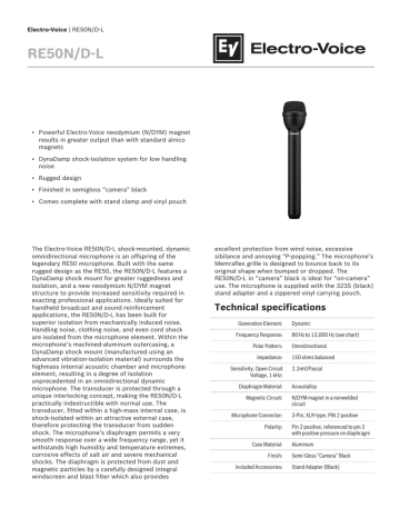Electro-Voice RE50N/D-L Data Sheet | Manualzz