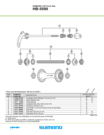 Shimano HB-5500 Hub Depan Exploded View | Manualzz