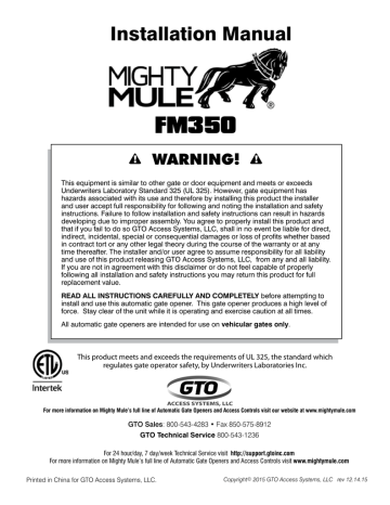 Mighty Mule FM350 Medium Duty Single Swing Automatic Gate Opener ...