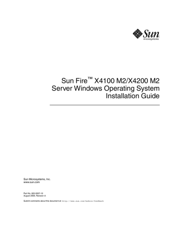 Sun Fire X4100 M2/X4200 M2 Server Windows Operating System Installation Guide | Manualzz