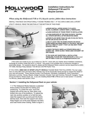 Hollywood Racks F1B and F4 Installation Instructions | Manualzz
