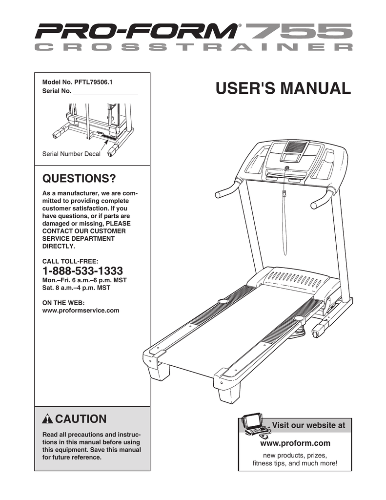 Pro-Form 755 CROSSTRAINER User manual | Manualzz