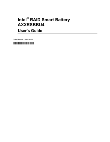 Intel RAID Smart Battery AXXRSBBU4 User's Guide | Manualzz