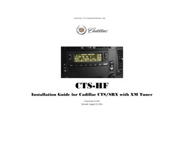 Cadillac CTS HF, SRX HF Bluetooth Kit Installation Guide | Manualzz