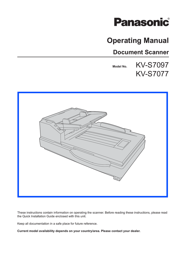Panasonic KV-S7097 Operating Manual | Manualzz