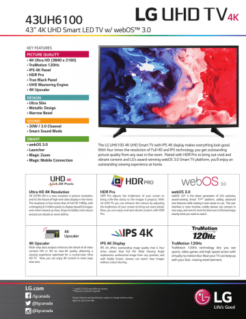 LG 43UH6100 Specification | Manualzz