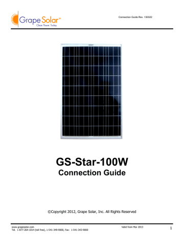 GS-Star 100W Solar Panel Connection Guide | Manualzz