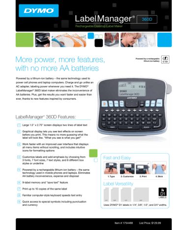 Dymo LabelManager® 360D Electronic Label Maker User Manual | Manualzz