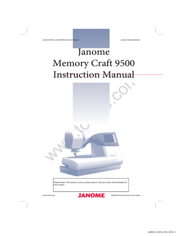 Janome Memory Craft 9500 Instruction Manual | Manualzz