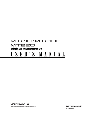 YOKOGAWA Digital Manometer MT210, MT210F, MT220 User's Manual | Manualzz