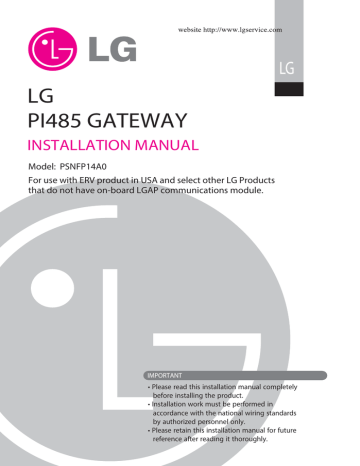 LG PI485 Gateway PSNFP14A0 Installation Manual | Manualzz