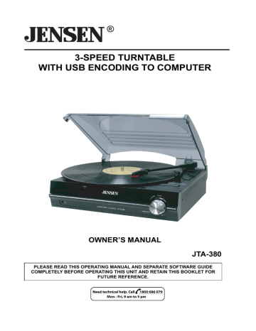 Jensen JTA-380 Owner's Manual | Manualzz