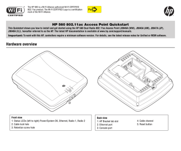 HP 560 802.11ac Access Point Quickstart | Manualzz