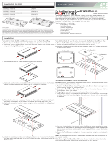 Fortinet Rack Mount Tray QuickStart Guide | Manualzz