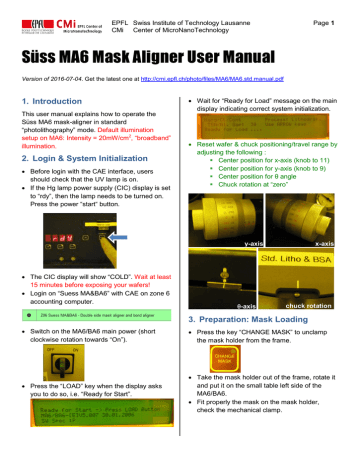 Süss MA6 Mask Aligner User Manual | Manualzz