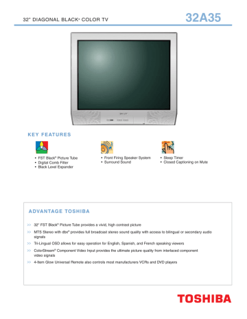 Toshiba 32A35 Television Specification | Manualzz