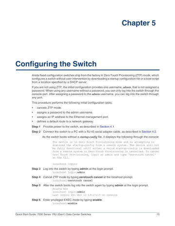 Arista 7000 Series 1RU (Gen1) Data Center Switches Quick Start Guide ...