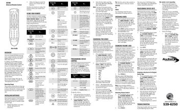 Universal Remote Control DST800 User Manual | Manualzz
