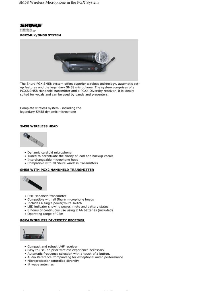 Shure pgx4 receiver compatibility