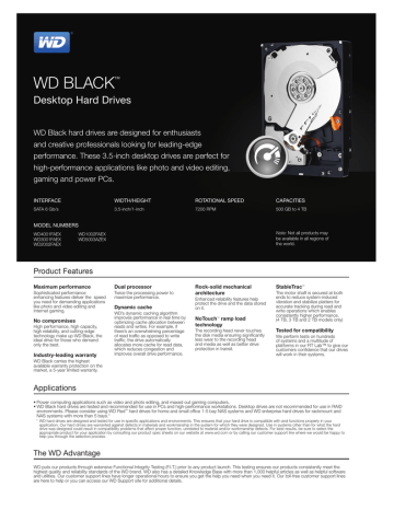 Western Digital BLACK WD5003AZEX Product Features | Manualzz
