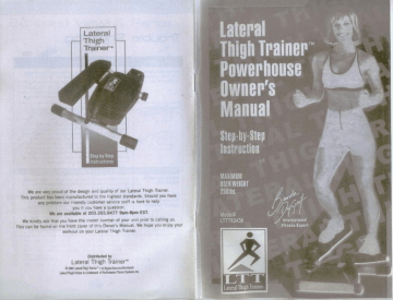 Lateral Thigh Trainer LTT782436 Owner's Manual | Manualzz