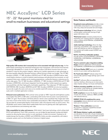 NEC AccuSync LCD92VXM Brochure | Manualzz