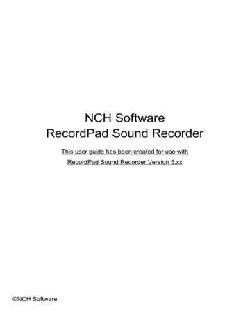 RecordPad Sound Recorder User Guide | Manualzz